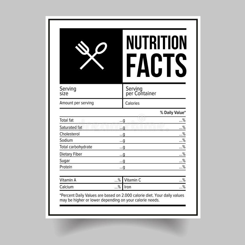 Nutrition Facts Food Label Sticker Stock Vector - Illustration of ...