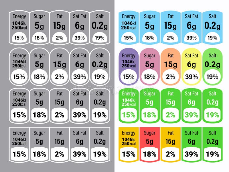 Nutrition Facts Information Label for Cereal Box Package. Vector daily ...