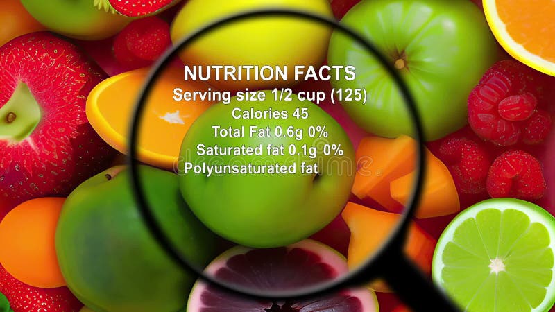 Nutrition Facts on Various Fruits and Vegetables Stock Footage - Video ...