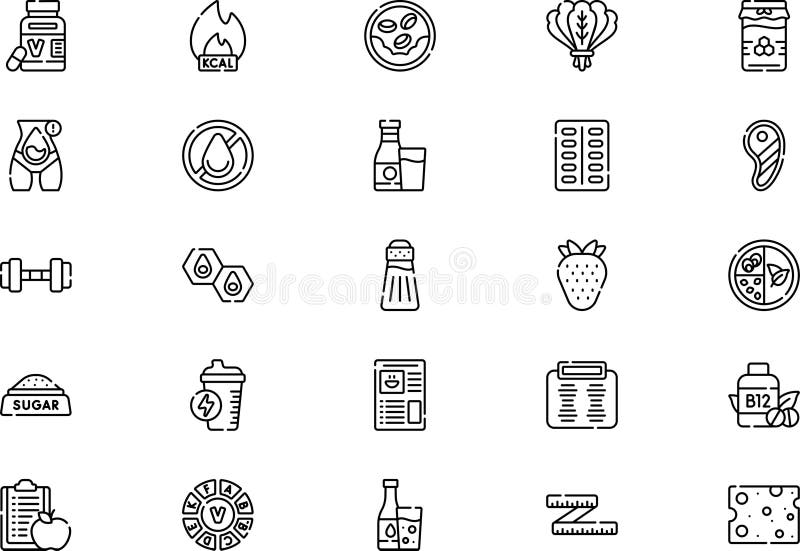 Nutrition Icons Collection is a Vector Illustration with Editable ...