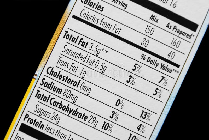 Nutritional Label stock photo. Image of proportions, cholesterol - 1501688