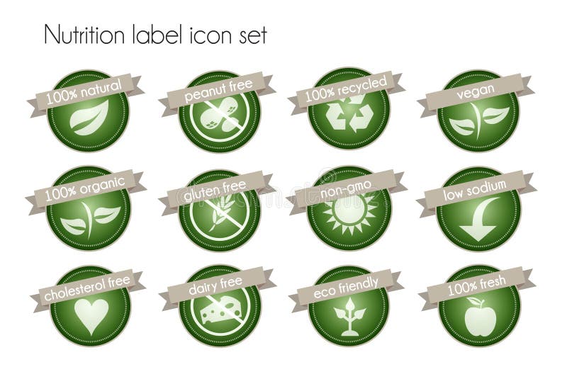 Nutrition Label Icon Set Vector Stock Vector - Illustration of organic ...
