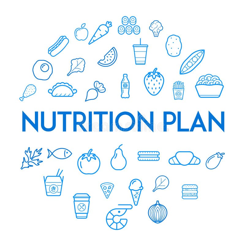 Nutrition Plan Icons with Sign in Circle Shape, Infographic. Vector ...