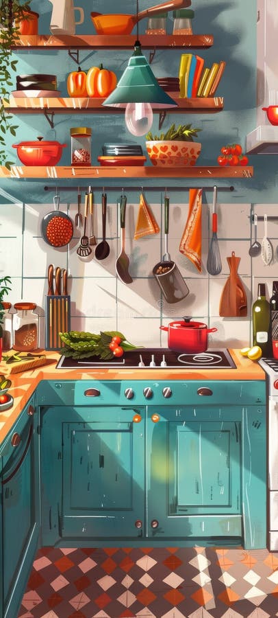 Educational Colorful Lively Kitchen Setting Stock Illustrations – 6 ...
