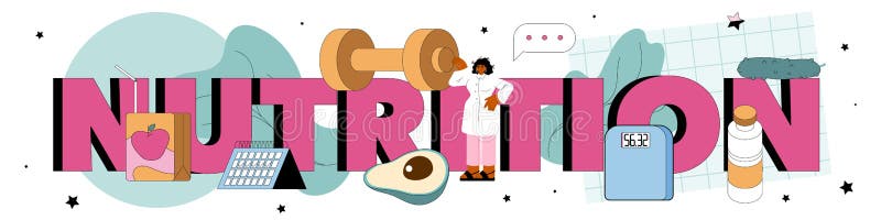 Nutrition Typographic Header. Nutrition Therapy with Healthy Food Stock ...