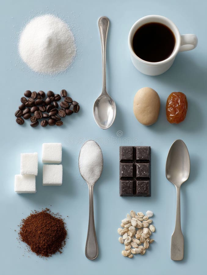 Nutritional Breakdown of Common Caffeine Sources Displayed on a Soft ...