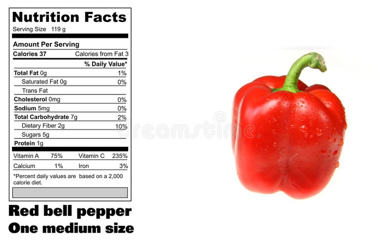 Nutritional Facts of Red Pepper Stock Photo - Image of carbohydrate ...