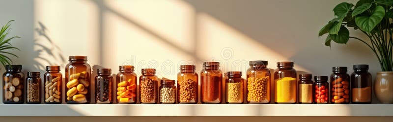 Nutritional Supplements in Various Bottles Displayed on Shelf ...