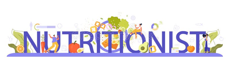 Nutritionist Typographic Header. Nutrition Therapy with Healthy Food ...