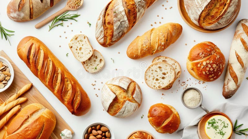 Nutritious Bread Options Displayed Elegantly on a White Table, Captured ...