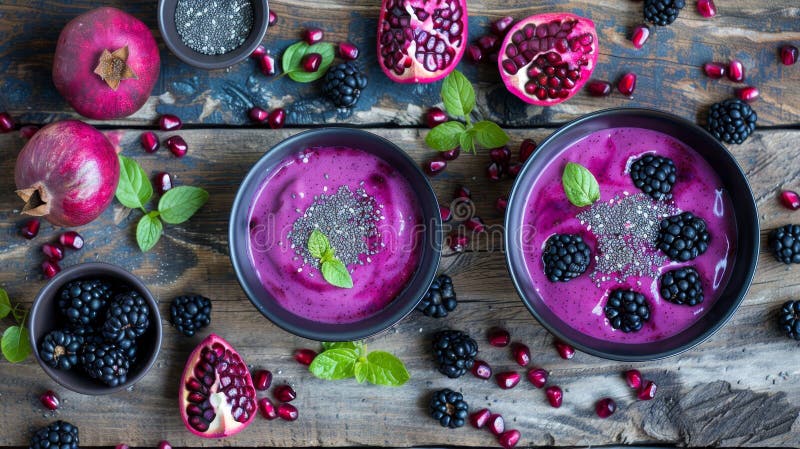 Nutritious Breakfast Display Superfood Smoothie Bowl with Chia Seeds ...