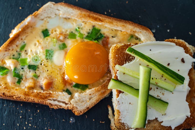 A Nutritious Breakfast of Toast with Egg. Toasted Bread Toast with Egg ...