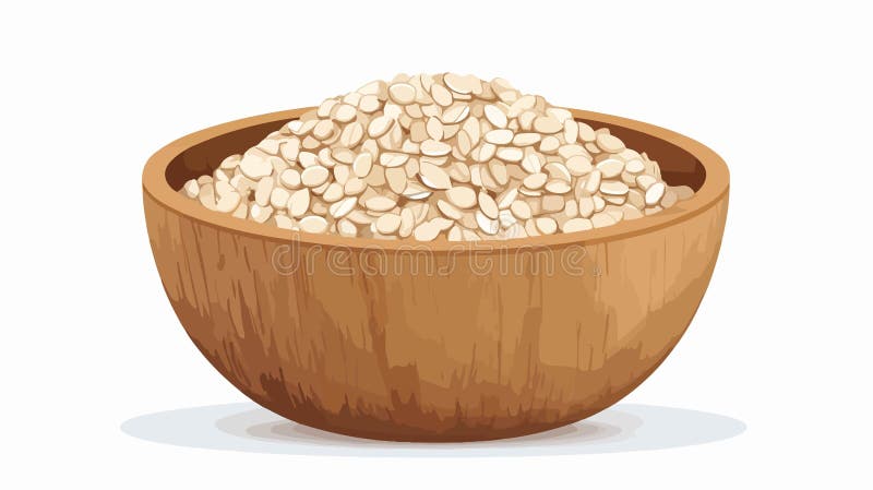 Nutritious Rolled Oats in Wooden Bowl Vector Illustration Stock Vector ...