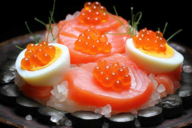 Nutritious Salmon Eggs Food Slice. Generate Ai Stock Illustration ...