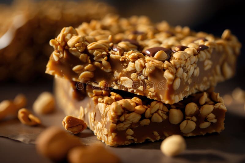 Nutritious Snack Bars Made with Peanut Butter and Granola. Generative ...