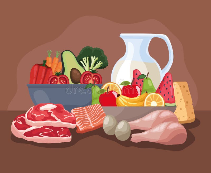Nutritive and healthy food stock illustration. Illustration of beef ...