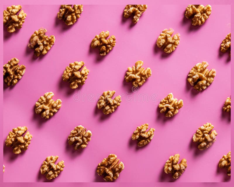 Nuts Pattern on Pink Background Stock Image - Image of shape, love ...