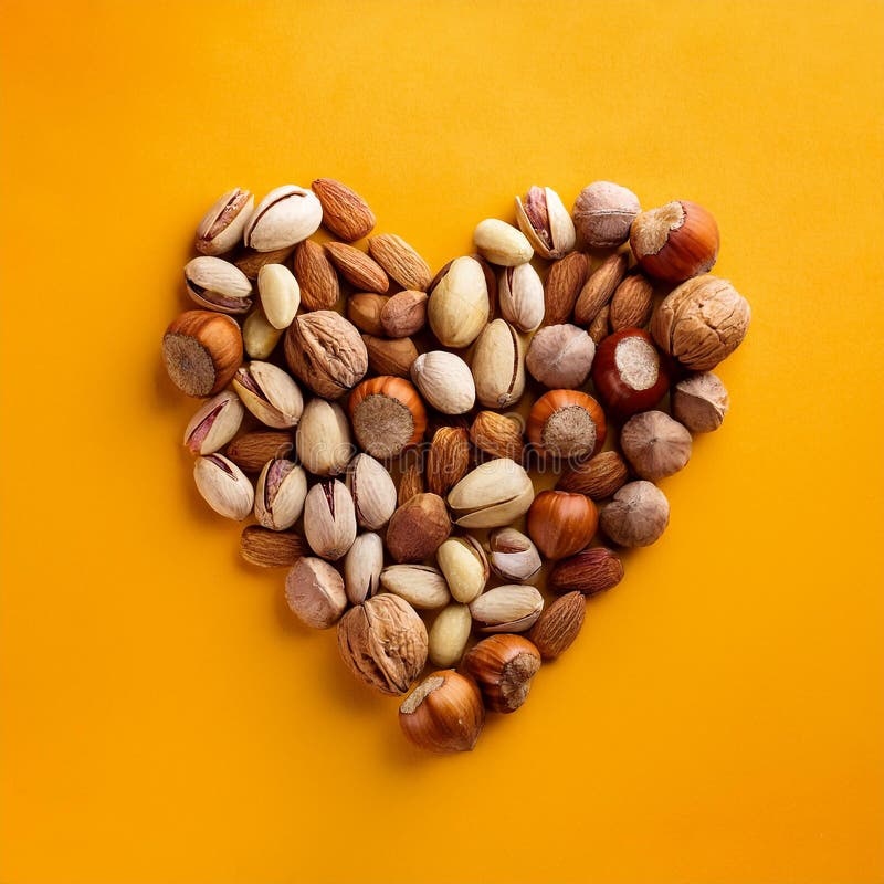Nuts Background, Texture. Various Type of Nut in Form of Heart Stock ...
