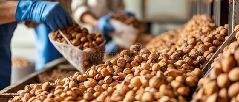 Nuts Being Harvested and Packaged for Export in Global Nut Trade ...