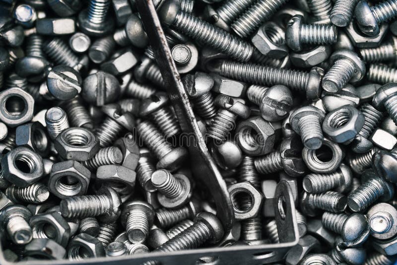 Nuts and Bolts. Metal Parts for Building Large Smooth Stock Image ...