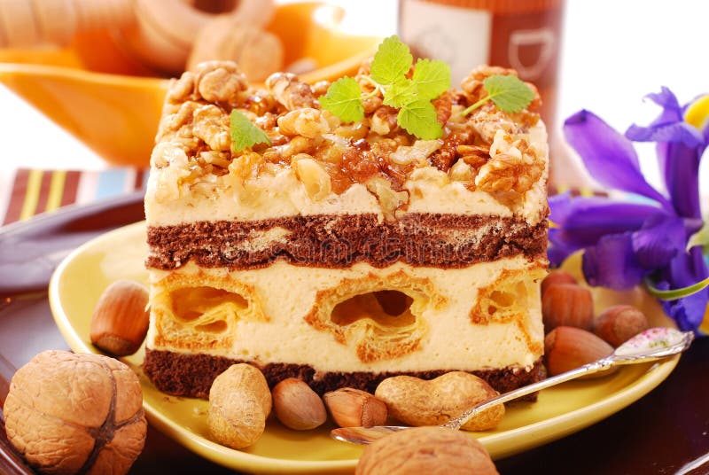 Nuts cake stock image. Image of decoration, pastry, torte - 14010803
