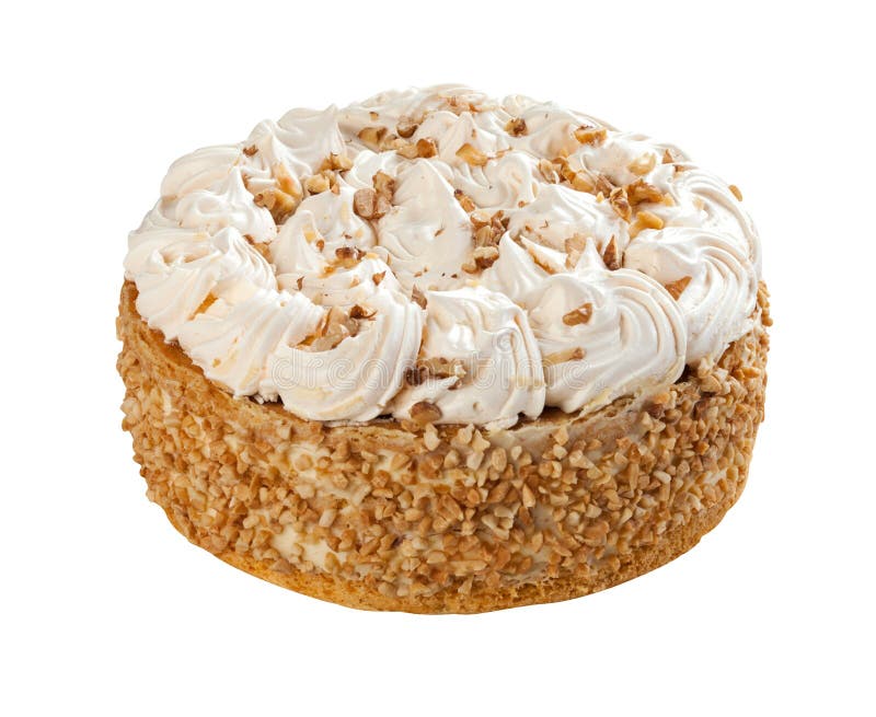 Nuts Cake Isolated On White Stock Image - Image of isolated, round ...