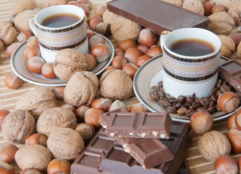 Nuts and chocolate stock photo. Image of nature, coffee - 12092798