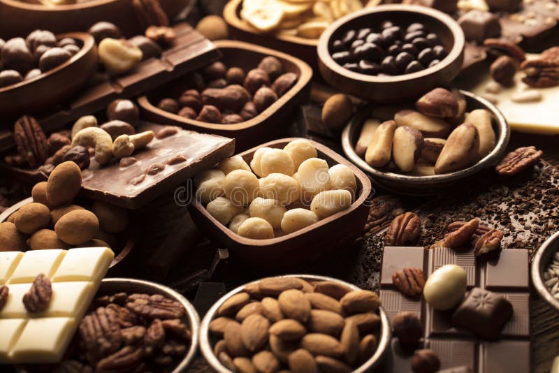 Nuts and chocolate stock image. Image of food, hazelnut - 84328529