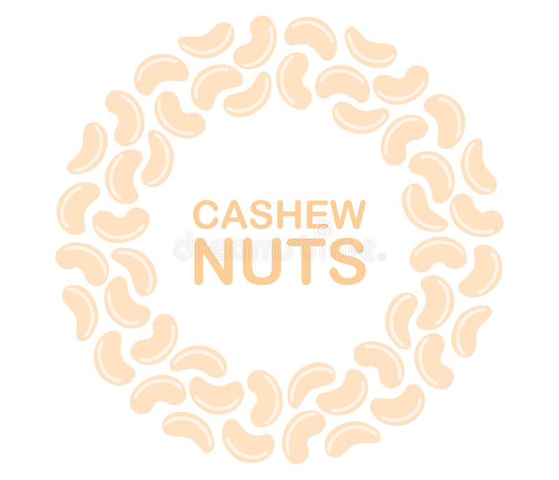 Nuts Circle Frame. Round Cashew Nut Border. Flat Vector Illustration ...