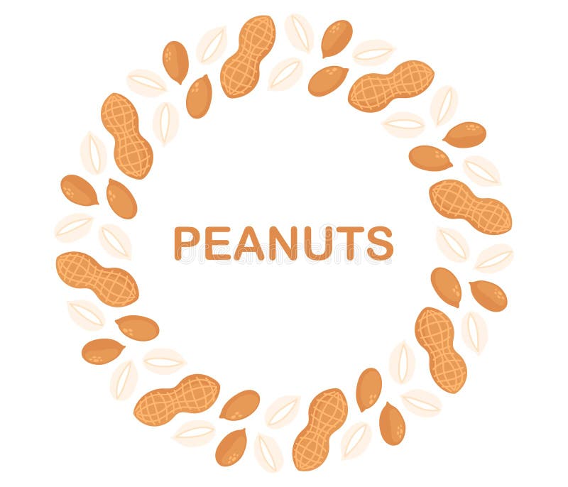 Nuts Circle Frame. Round Peanuts Border. Peanut Butter Ingredient. Flat ...