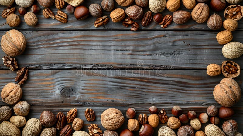 The Nuts are of Different Sizes and Shapes. the Frame is Made of Wood ...