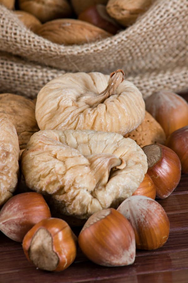 Nuts and dried figs stock image. Image of tradition, flavor - 22374489