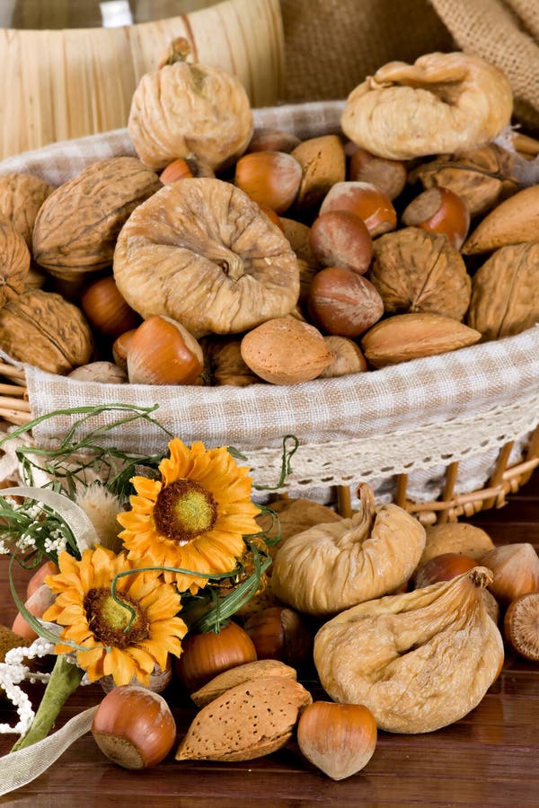 Nuts and dried figs stock image. Image of midnight, lunch - 22374425