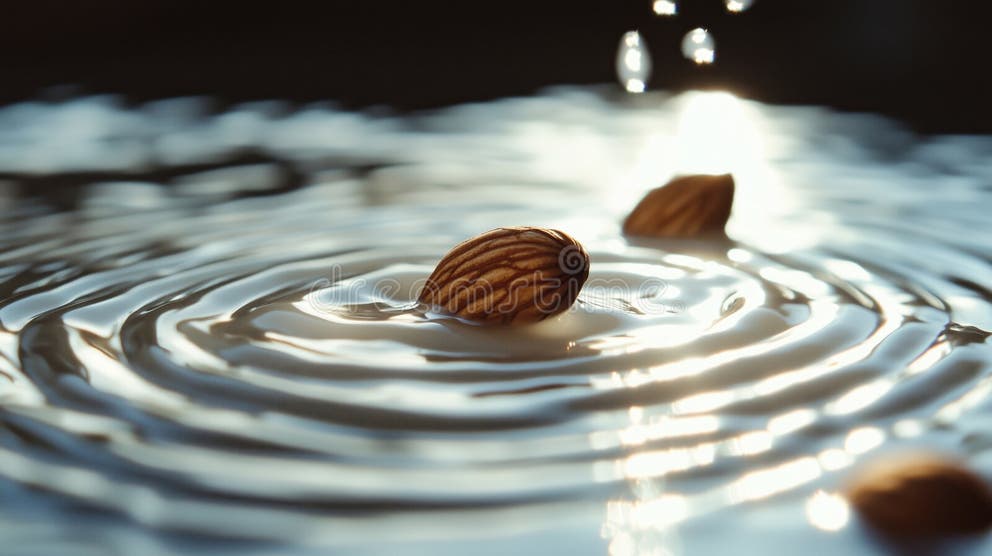 Nuts Floating on Rippling Milk Surface Stock Image - Image of purity ...