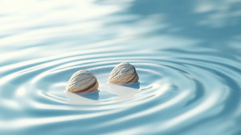 Nuts Floating on Rippling Milk Surface Stock Photo - Image of brown ...