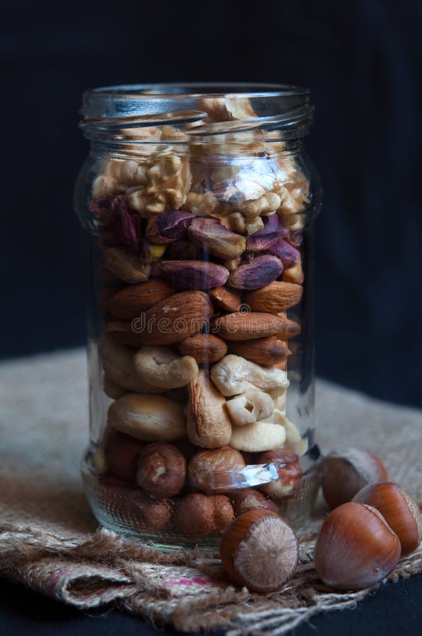 Nuts in jar stock photo. Image of choices, bulk, fresh - 35777036