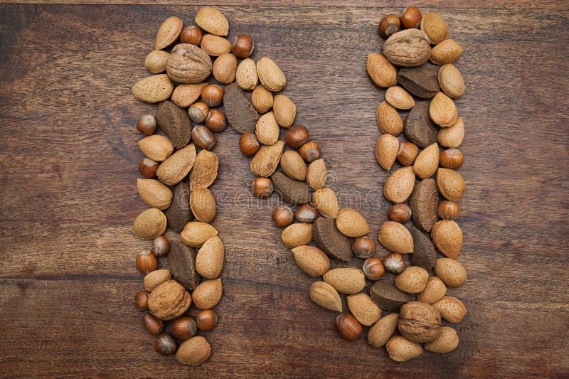 Nuts letter N stock image. Image of group, diversity - 35376873