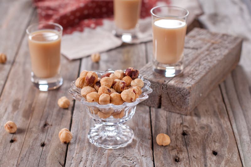 Nuts with liqueur stock image. Image of nuts, bottle - 30776771