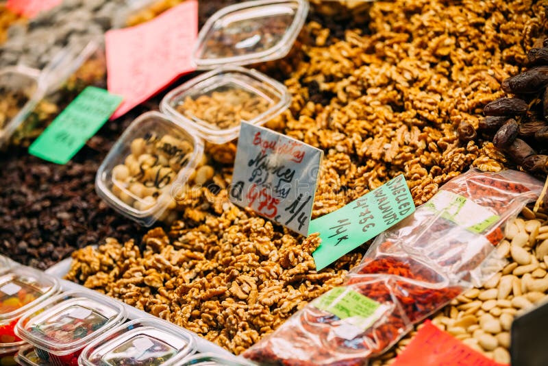 Nuts at Local Grocery Market Stock Photo - Image of snack, closeup ...