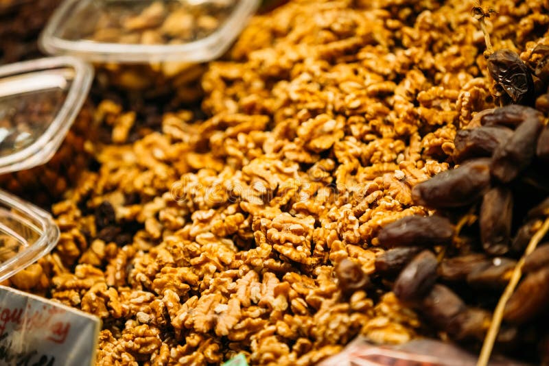 Nuts at Local Grocery Market Stock Image - Image of yellow, selling ...