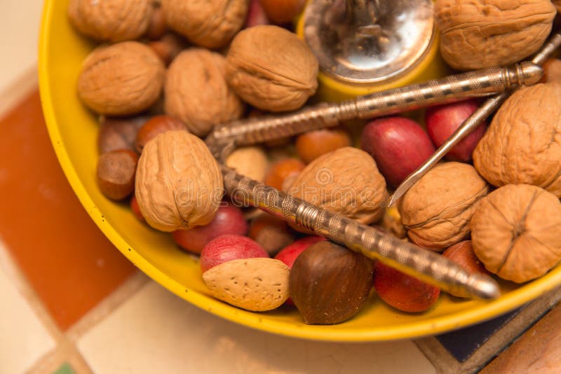 Nuts and Nutcracker, Nuts in Bowl, Various Nuts Stock Photo - Image of ...