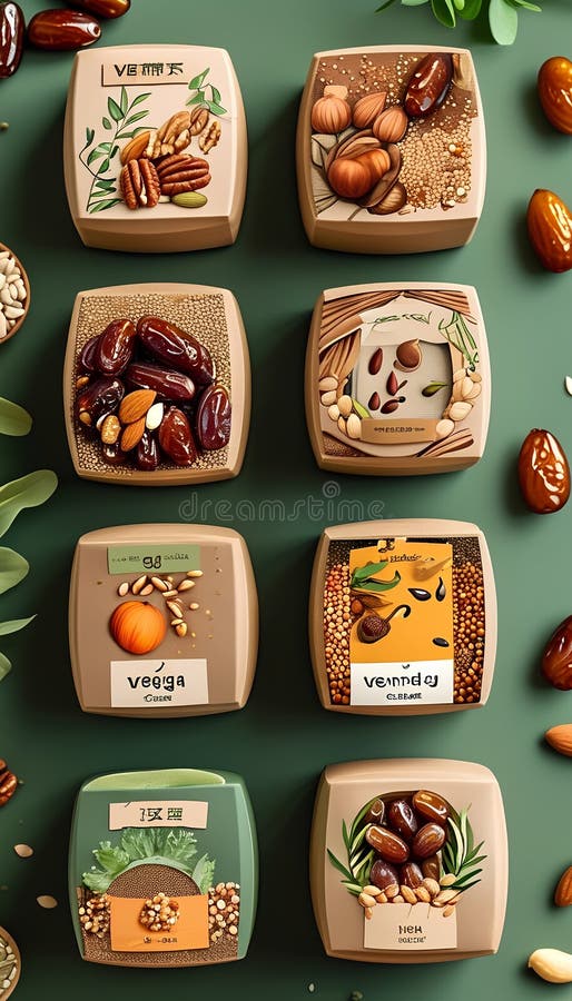 Nuts and Nuts Packaging Design Stock Illustration - Illustration of ...