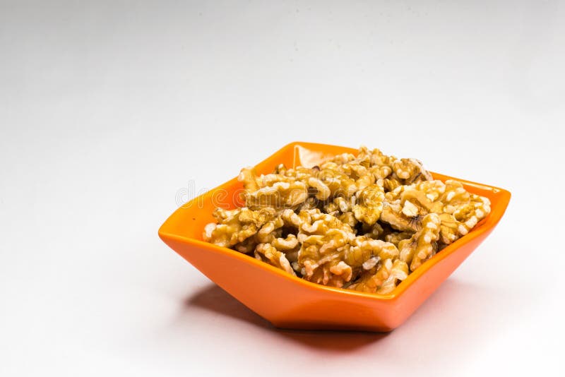 Nuts in Orange Bowl Isolated Stock Image - Image of dried, assortment ...