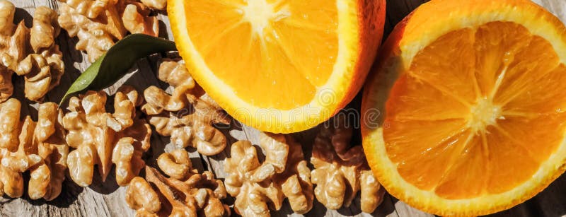 Nuts and orange stock photo. Image of dessert, freshness - 98161494