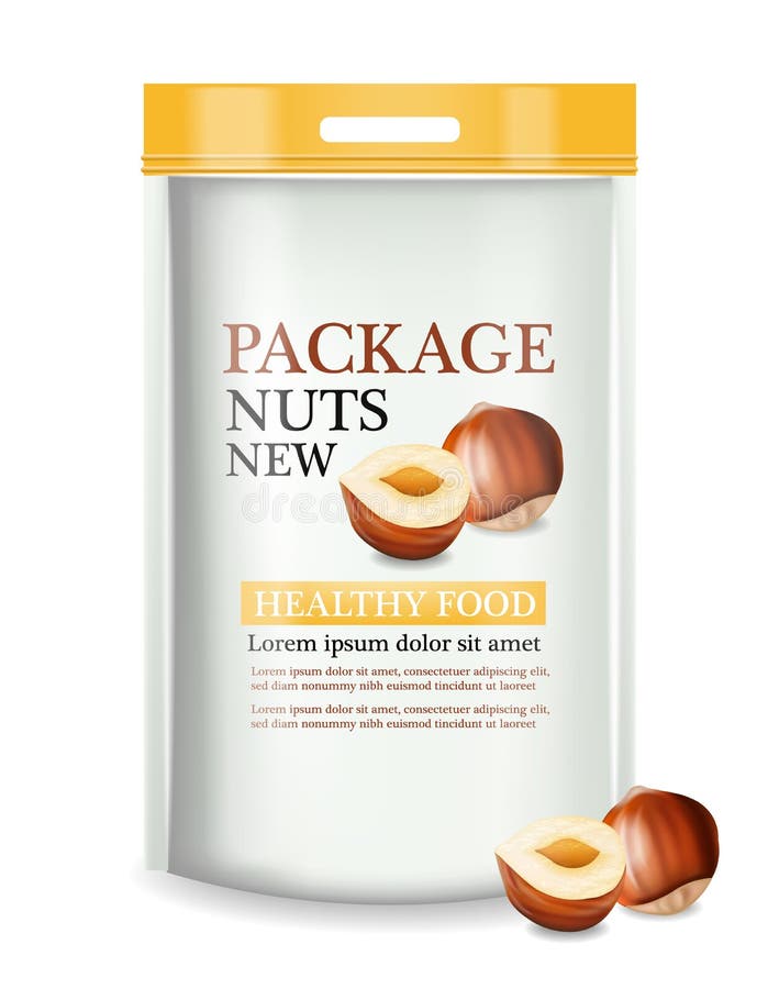 Nuts Package Vector Realistic Mock Up. Label Design. Product Placement ...