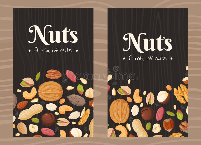 Nuts Packaging Label. Set of Different Nuts and Seeds. Healthy and ...