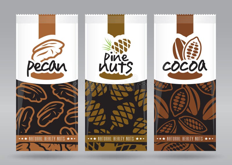 Nuts packaging set 4 stock vector. Illustration of beans - 101821259