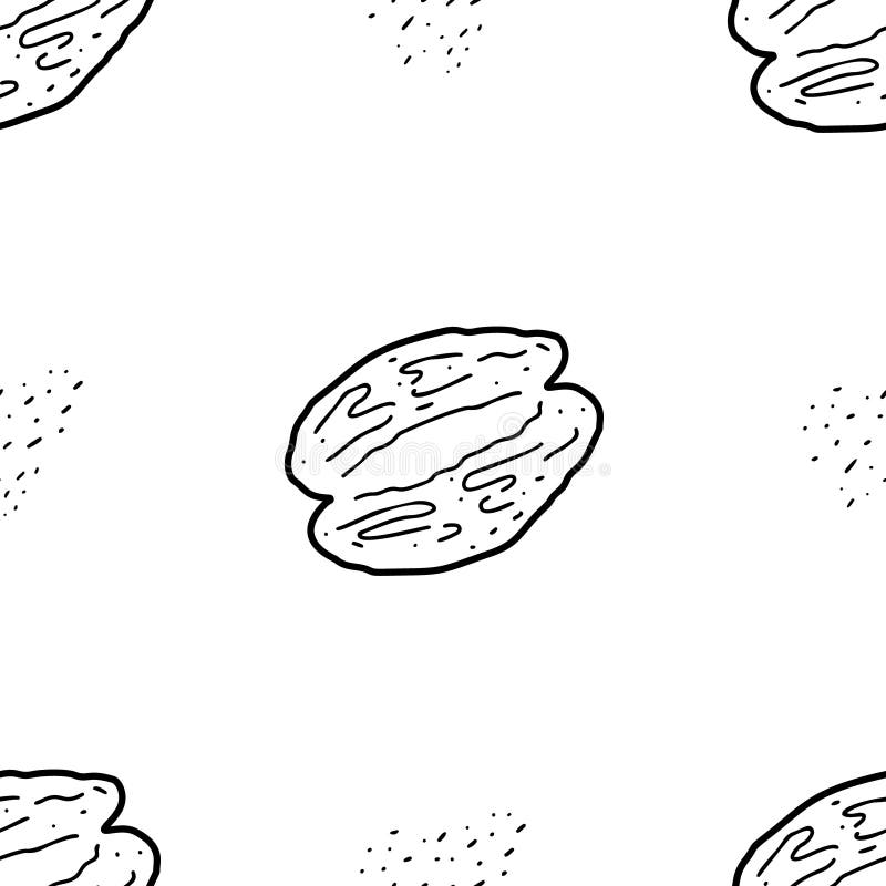 Nuts Pattern. Hand Drawn Food Seamless Background Stock Vector ...
