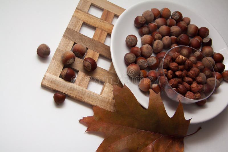 Nuts on plate stock image. Image of element, hard, food - 64729765