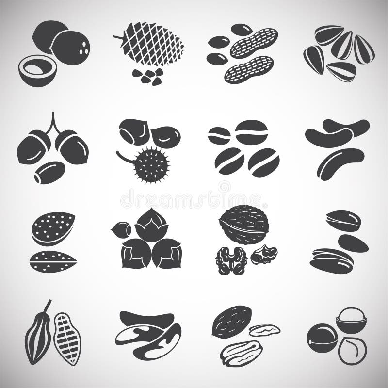 Nuts Related Icons Set on Background for Graphic and Web Design. Simple ...